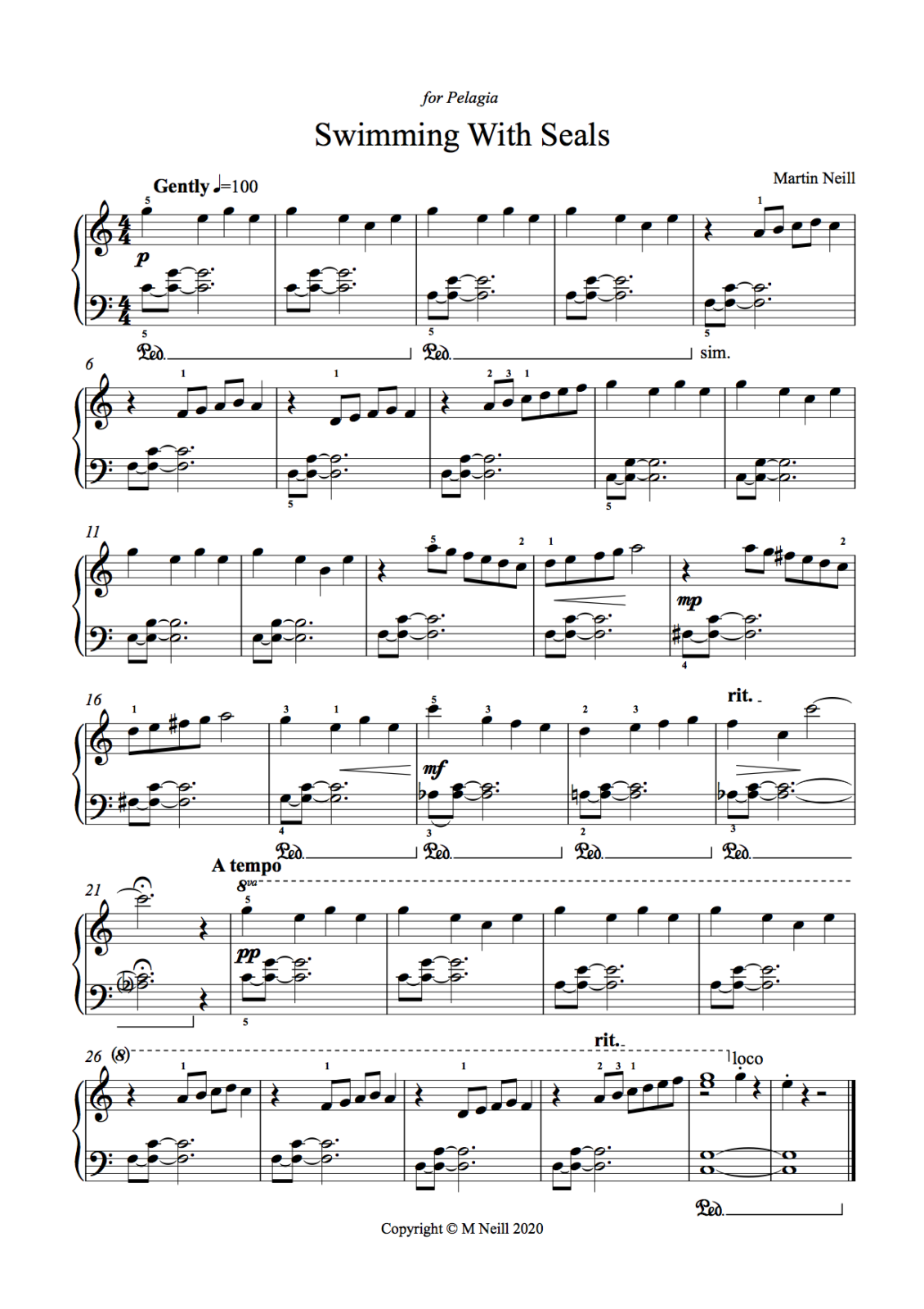 Swimming With Seals - PianoTunes