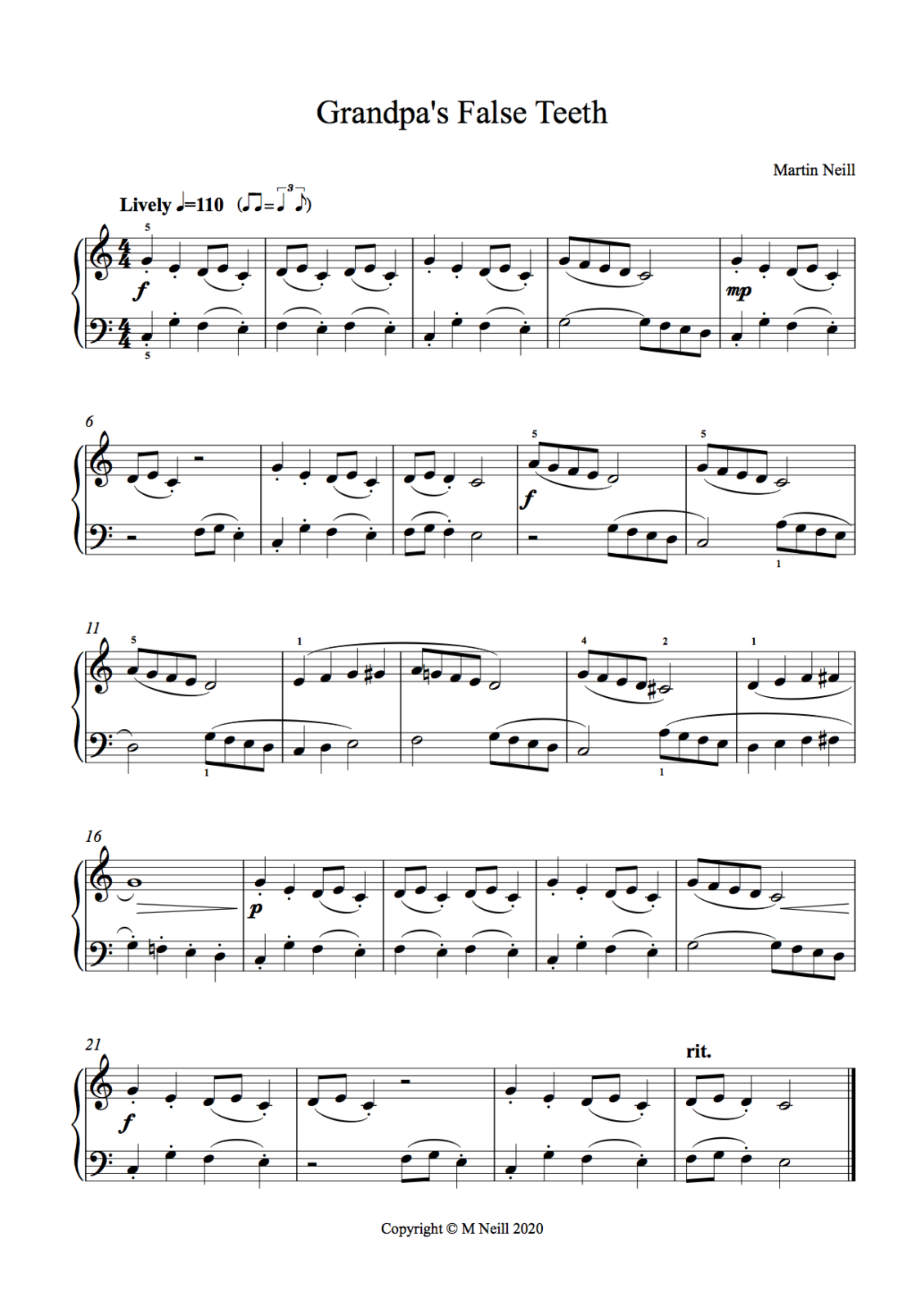 Grandpa's False Teeth - PianoTunes