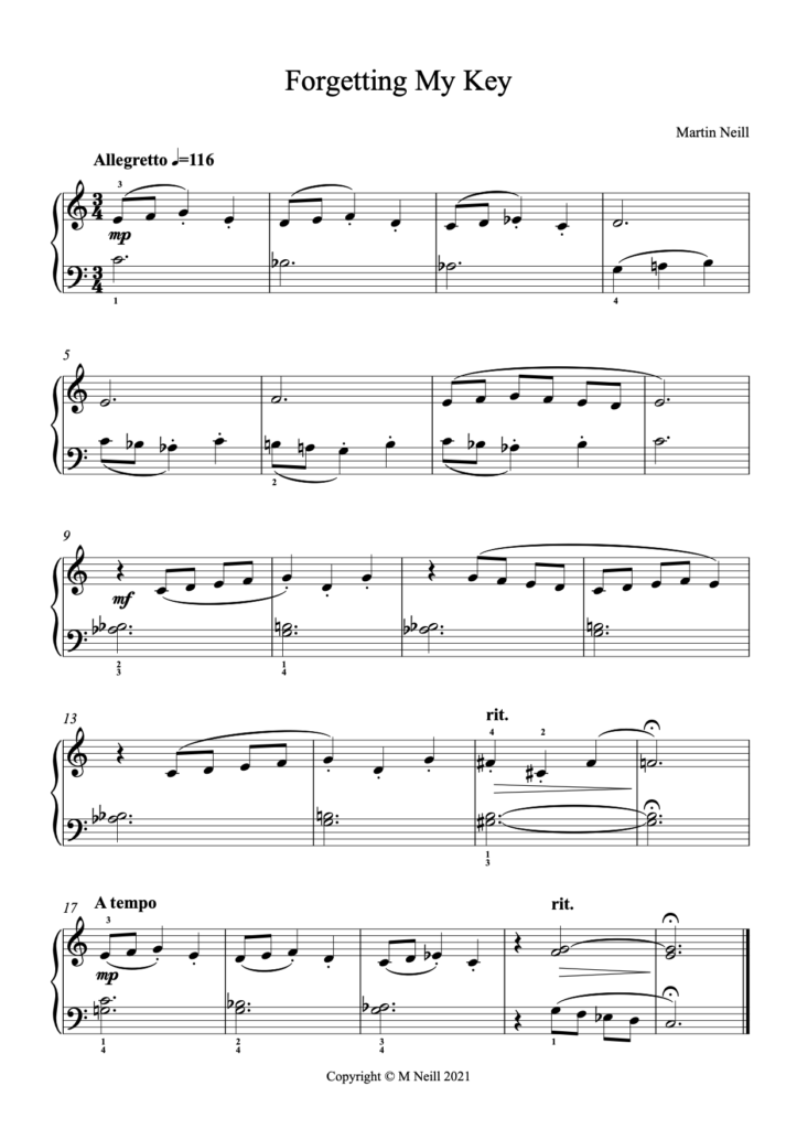 Forgetting my Key - PianoTunes