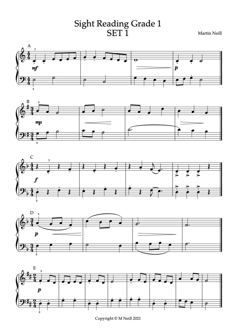 Sight Reading Grade 1 Set 1 PianoTunes Sight Reading Grade 1 Set 1 PianoTunes
