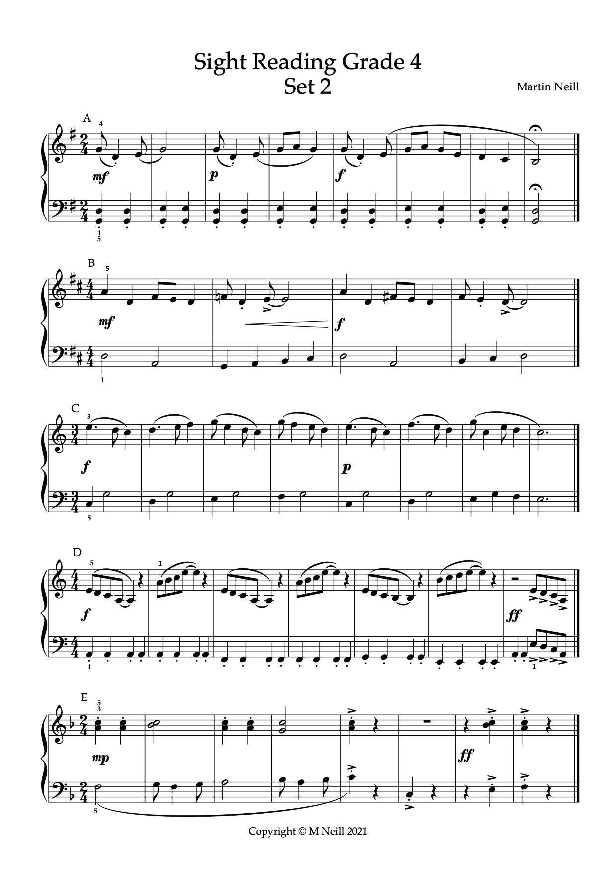 Sight Reading Grade 4 Set 2 PianoTunes Sight Reading Grade 4 Set 2 PianoTunes