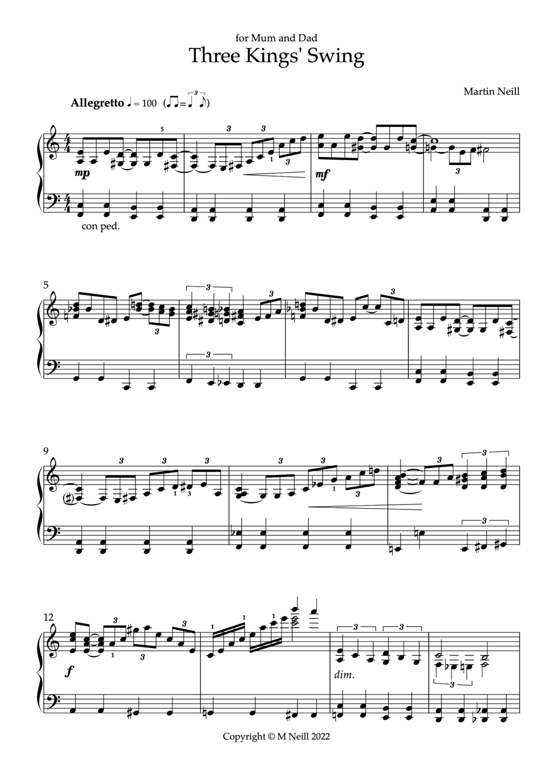 Three Kings' Swing - PianoTunes