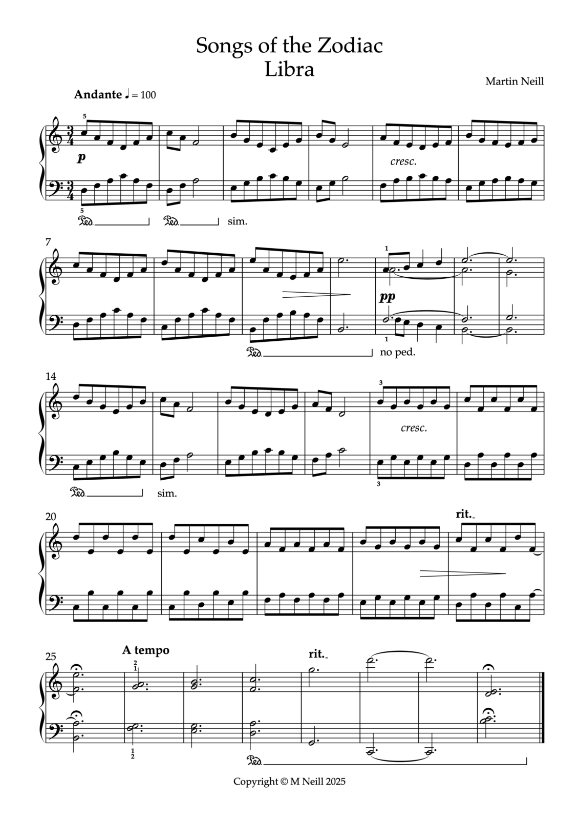 Songs of the Zodiac - Libra - PianoTunes